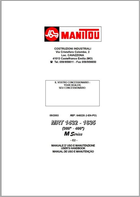 Manitou Telehandler Technical Manuals Multi Languages