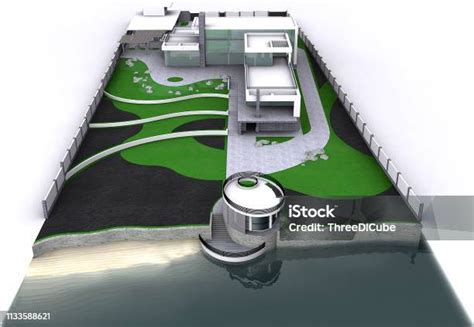 미니멀리스트 현대 부동산 공중 보기 마스터 계획 3d 렌더링 0명에 대한 스톡 사진 및 기타 이미지 0명 3차원 형태 건물 외관 Istock