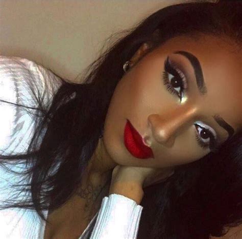 Bold Red Lip Brown Skin Woman Of Color Makeup Natural Looking