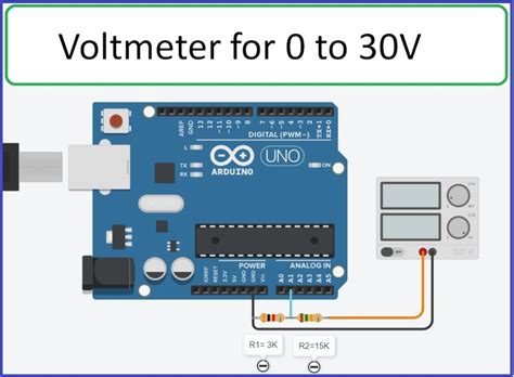 voltage meter with arduino uno measure up to 30v