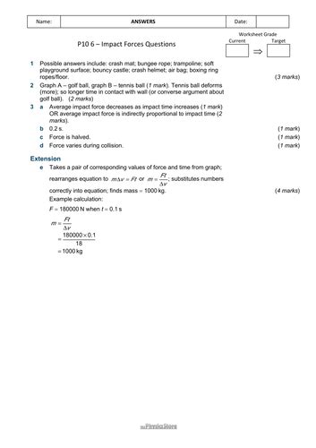 Ks4 Gcse Physics Aqa P10 6 Impact Forces P Lesson Bundle Teaching Resources