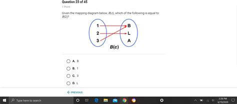 Solved Question 23 Of 45 1 Point Given The Mapping Diagram Chegg Com