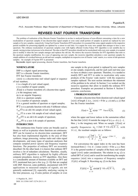 Pdf Revised Fast Fourier Transform