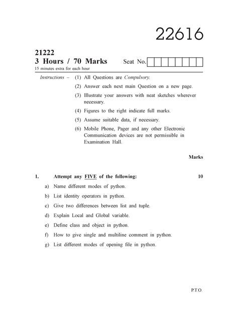 22616 Programming With Python Question Paper Pt Instructions 1