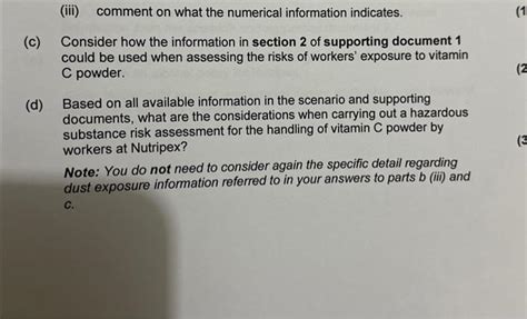 Solved Iii Comment On What The Numerical Information