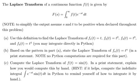 solved the laplace transform of a continuous function f t