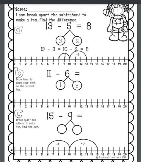 Subtraction Break Apart With Number Line Worksheet Live Worksheets