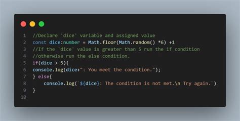 in this code we declared a variable named dice assigned the value of