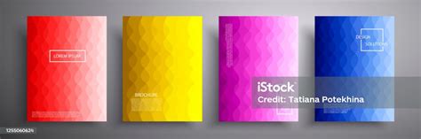 그래픽 기하학적 요소가 있는 밝은 커버의 벡터 일러스트레이션입니다 다채로운 하프톤 그라데이션 브로셔 포스터 배너 전단지 및 카드에 대한 템플릿 컬렉션 0명에 대한 스톡 벡터