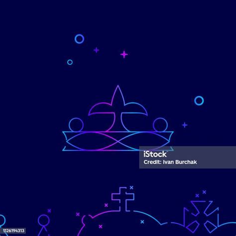 로얄 크라운 벡터 라인 아이콘 기호 그림 어두운 파란색 배경에 로그인 관련된 아래쪽 테두리 개성 개념에 대한 스톡 벡터 아트 및 기타 이미지 Istock