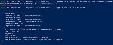 az keyvault list certificates