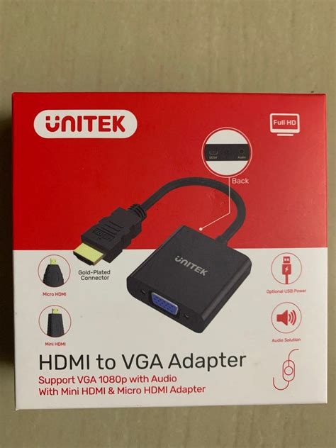 Hdmi To Vga Adapter Unitek Computers And Tech Parts And Accessories Cables And Adaptors On Carousell