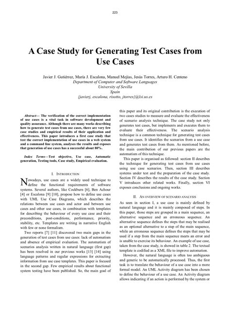 Pdf A Case Study For Generating Test Cases From Use Cases