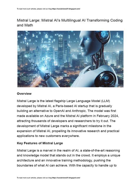 Mistral Large Mistral Ais Multilingual Ai Transforming Coding And Math Pdf Artificial