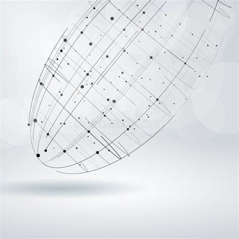 Abstract Design Element Wireframe Object With Lines And Dots Stock