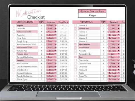 Medication Checklist Medication Tracker Daily Medication Etsy