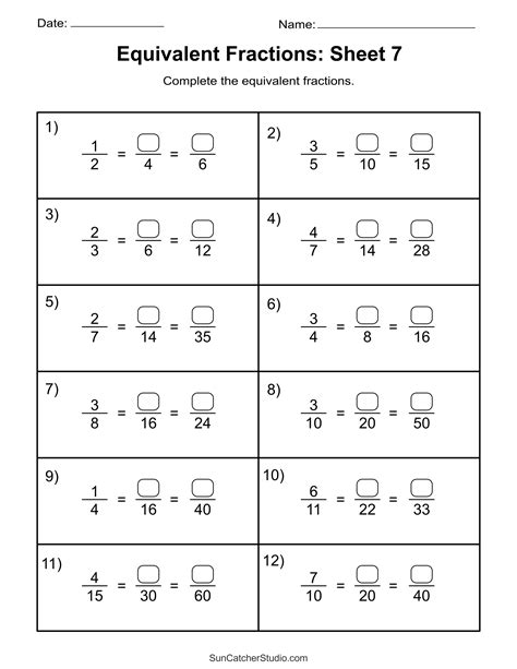 Equivalent Fractions Patterns