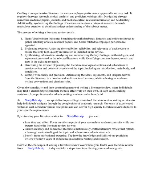 Literature Review Employee Performance Appraisal Pdf Performance