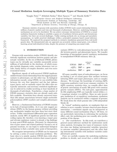 Causal Mediation Analysis Leveraging Multiple Types Of Summary Statistics Data Deepai