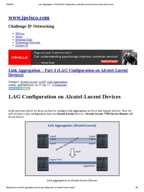 Link Aggregation Part 4 Lag Configuration On Alcatel Lucent Devices Ipcisco Pdf