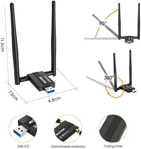 Rotek Usb Wifi Dongle 1200mpbs Wifi Adapter Usb 3 0 Wireless Network Adapter 5dbi Antenna Dual