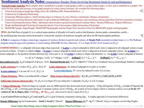 Sentiment Analysis Notes Summarizes Satuday Notes Involving Sentiment
