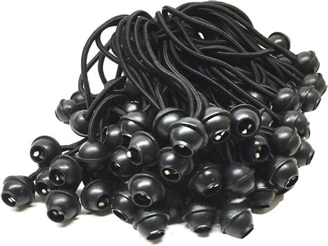 Ball Bungee 6 Inch Black 100 Piece Bungee Cord Tie Down Plastic Toggle Balls Straps Black