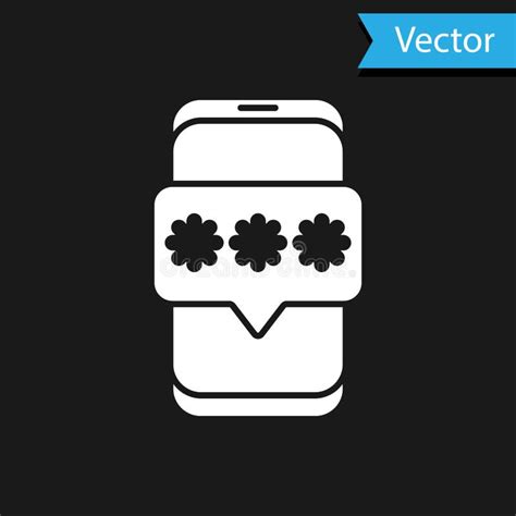 White Mobile And Password Protection Icon Isolated On Black Background Security Safety