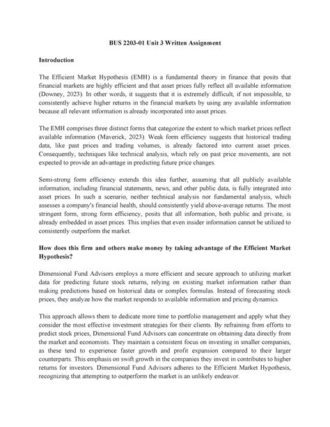 Bus 2203 01 Unit 3 Written Assignment Bus 2203 01 Unit 3 Written Assignment Introduction The