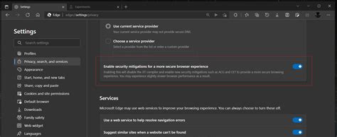 Super Duper Secure Mode Can Now Be Enabled Or Disabled From The Settings Page Edge Canary