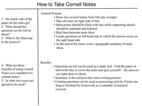 PPT How To Take Cornell Notes PowerPoint Presentation Free Download ID