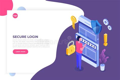 Data Access Password Isometric Concept Login Form On Screen Stock Vector Illustration Of