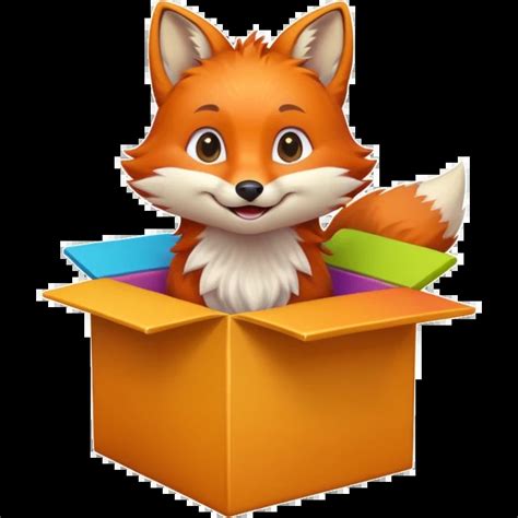 Smiling Fox Peeking Out Of A Colorful Box Looking Up Emoji Style