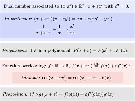 Dual Number Is A Convenient Way To Implement Forward Mode Of Automatic Differentiation Https