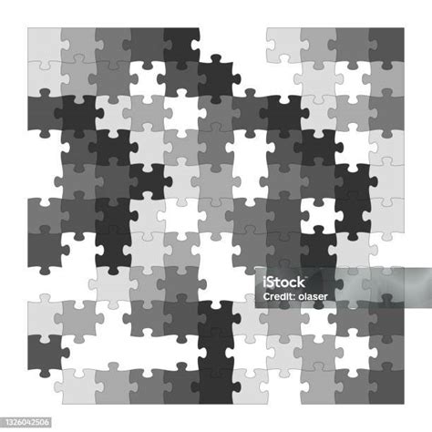 가장자리와 불완전한 회색 스케일 직소 퍼즐 조각 패턴 일부 조각 누락 가장자리에 대한 스톡 벡터 아트 및 기타 이미지