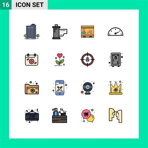 Set Of 16 Modern Ui Icons Symbols Signs For Gauge People Hollywood