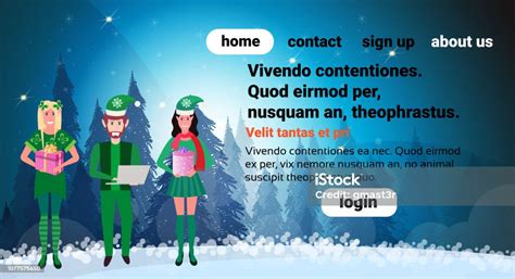 엘 프 의상 해피 뉴 메리 크리스마스 개념 겨울 숲 풍경을 평면 수평 복사 공간을 입고 남자 여자 12월에 대한 스톡 벡터 아트 및 기타 이미지 Istock