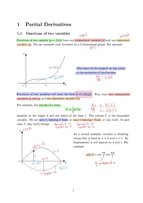 Ma2000 2023 Lecture Notes 1 1 Partial Derivatives 1 Functions Of Two Variables Functions Of