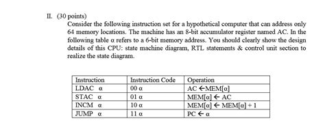 Instruction Set For A Relatively Simple CPU Chegg