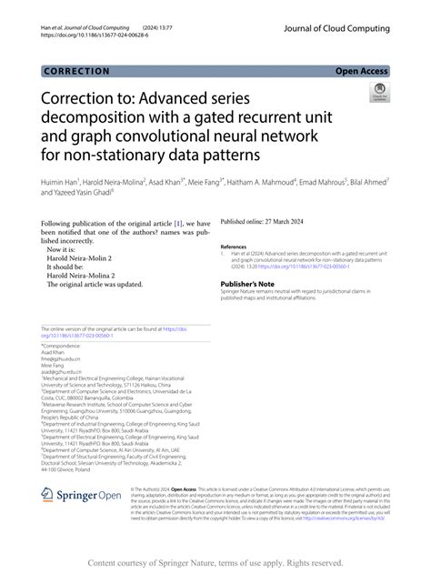 Pdf Correction To Advanced Series Decomposition With A Gated Recurrent Unit And Graph