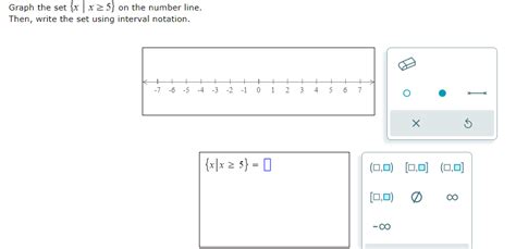 Solved Graph The Set X∣x≥5 On The Number Line Then Write