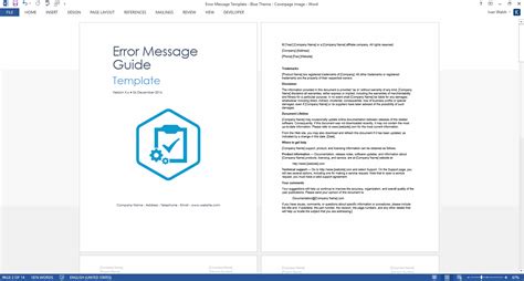 Error Message Guide Template Templates Forms Checklists For Ms Office And Apple Iwork