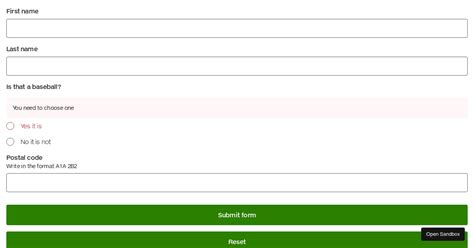 Form Validation Codesandbox