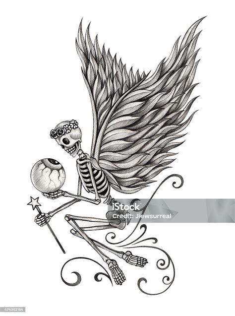 Skull Art Angel Tattoo Stock Illustration Download Image Now 2015