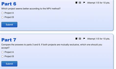 Solved The Required Return For Both Projects Is 8 Part 1