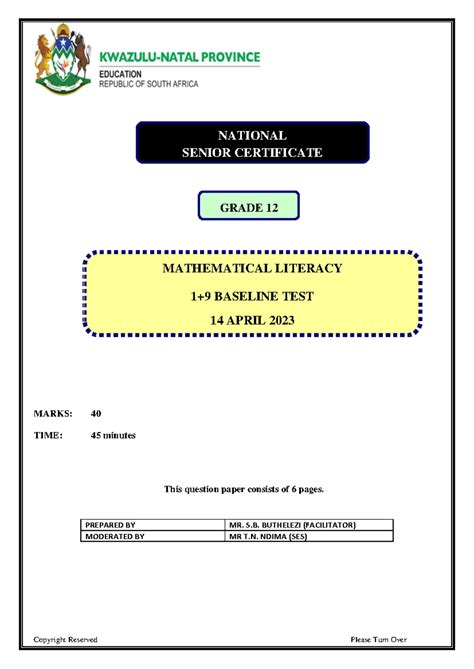 Gr 12 Mathematical Literacy P2 English June 2024 Question Paper