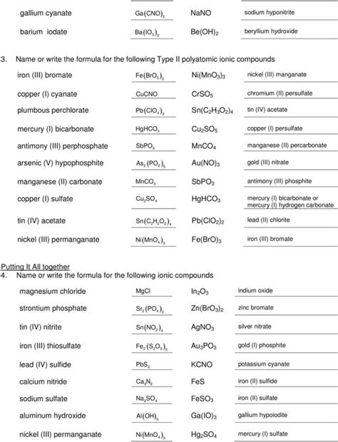Polyatomic Ions Worksheet 2 Name Or Write The Formula For Db Excel Com
