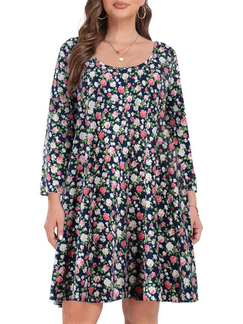 Casual Fall Dresses For Women Vepkul 34 Sleeve Plus Size T Shirt