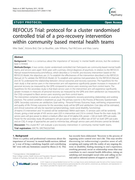 Pdf Refocus Trial Protocol For A Cluster Randomised Controlled Trial