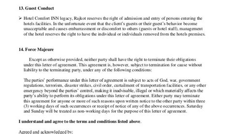Hotel Meeting Room Contract Template Letter Of Agreement Bqt Williamson Ga Us